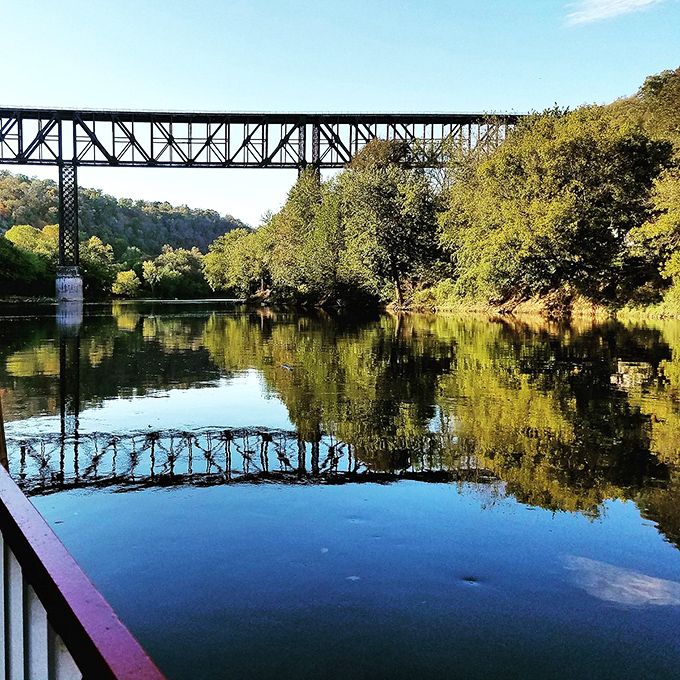 This bridge spans more than just water&mdash;it connects modern Harrodsburg to its rich past, all reflected in Kentucky's glass-like waterways.