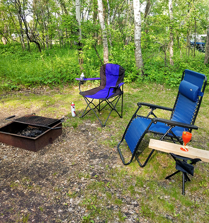 The perfect campsite equation: two comfortable chairs + one fire pit + zero emails = the vacation your doctor should prescribe but can't.