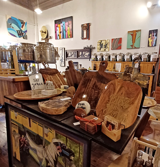 Locally crafted items displayed with care, showing that small-town shops can compete with any boutique anywhere.