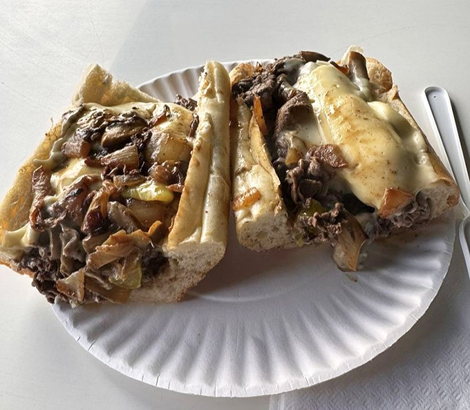 A proper cheesesteak should require a slight forward lean when eating&mdash;the "Philadelphia Hunch"&mdash;and this beauty qualifies.