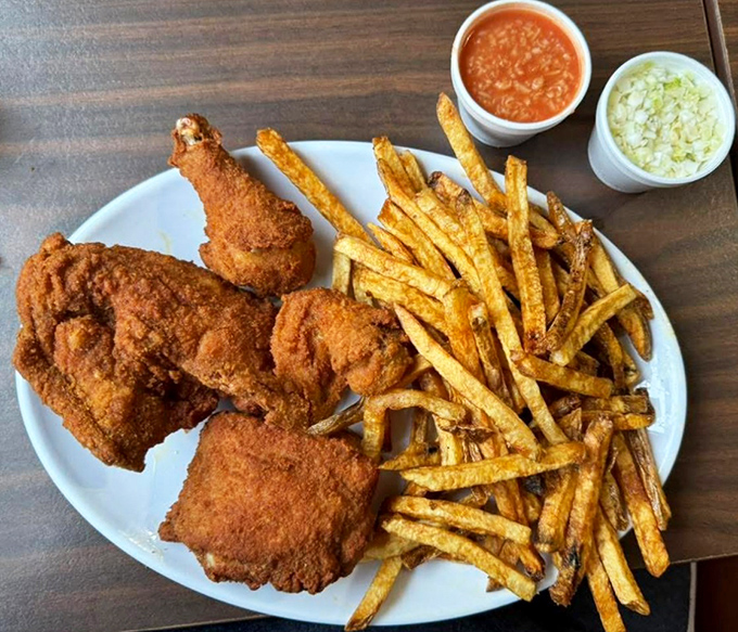 This isn't just a meal; it's an Ohio institution on a plate. Golden chicken, crispy fries, and those signature sides create the perfect harmony.