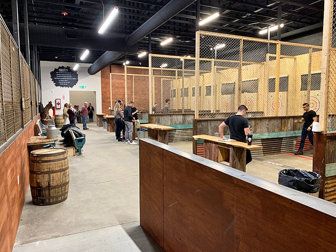 Axe throwing at Chop Shop KSQ offers therapeutic stress relief with a side of lumberjack fantasy. Paul Bunyan would approve.