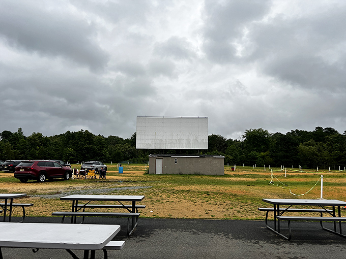Even under moody skies, the drive-in beckons. Some say the best movies are watched with dramatic clouds rolling overhead.