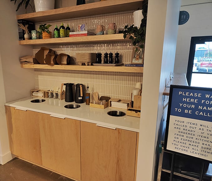 The coffee station stands ready for caffeine emergencies&mdash;because what's a perfect pastry without its perfect beverage companion?