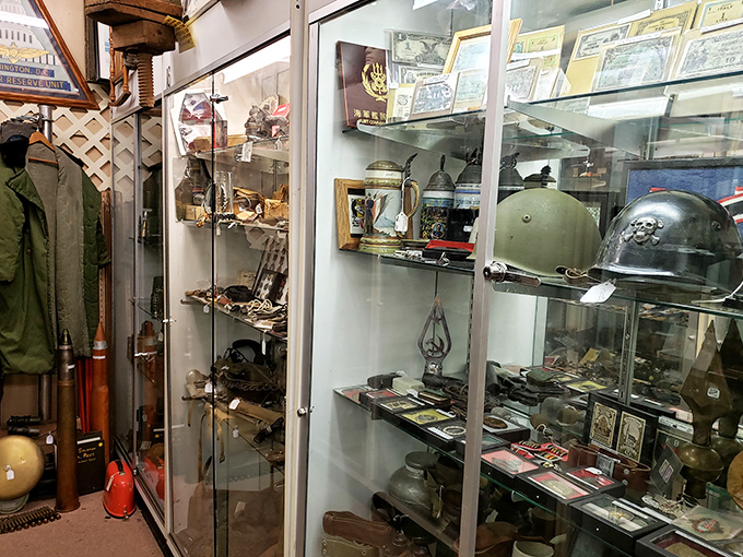 Military memorabilia and historical artifacts create a mini-museum where history buffs can lose track of time and money.