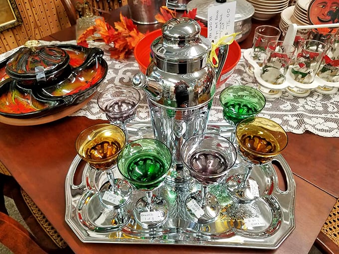 This cocktail set isn't just glassware&mdash;it's a time machine to an era when drinks had names like "Singapore Sling" and "Harvey Wallbanger."