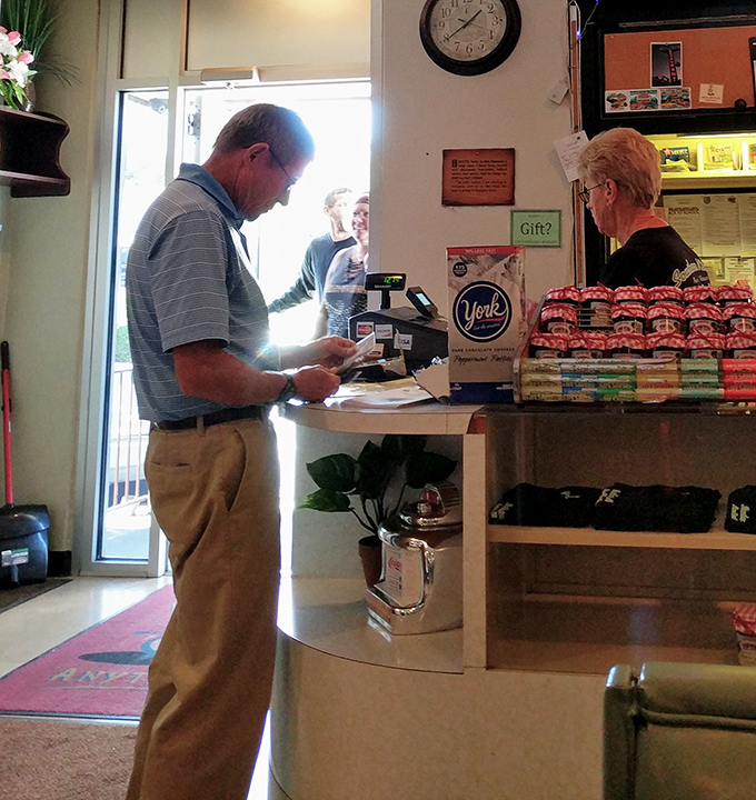 Where transactions become interactions. This counter has witnessed more local news and weather predictions than any TV station.