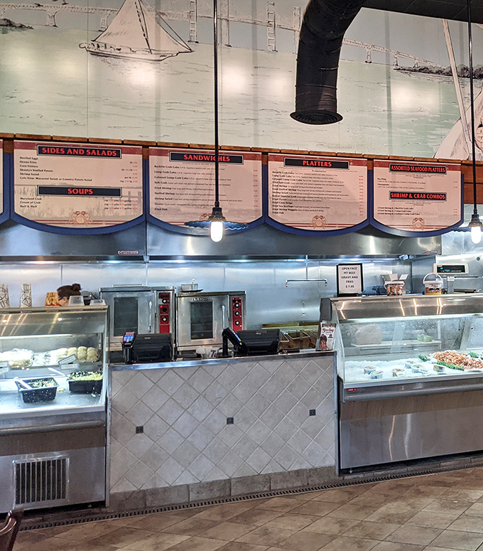 The seafood counter gleams with promise&mdash;a front-row view to the kitchen where Maryland's bounty transforms into edible art.