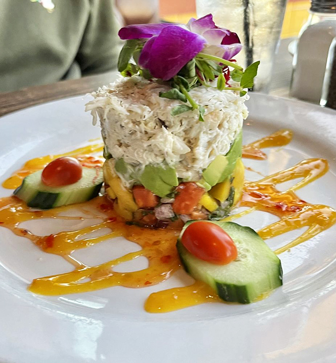 A crab tower so elegantly constructed it seems almost criminal to destroy it&mdash;until you taste it and realize destruction is the only reasonable response.