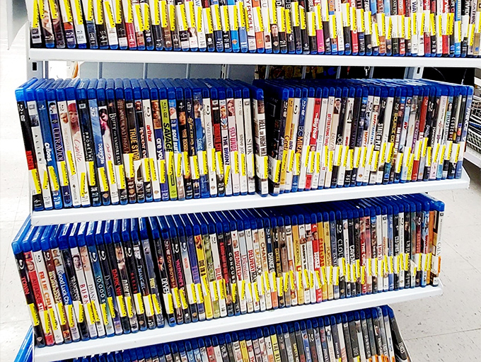 The DVD section&mdash;a physical Netflix from the before-times. Remember when we had to actually stand up to change movies?