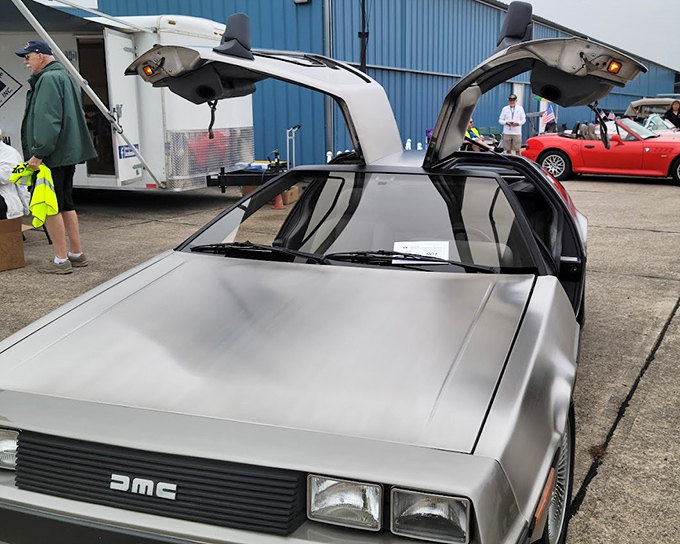 Great Scott! A DeLorean DMC-12 makes an appearance at a museum event. No flux capacitor needed to appreciate this time-traveling icon.