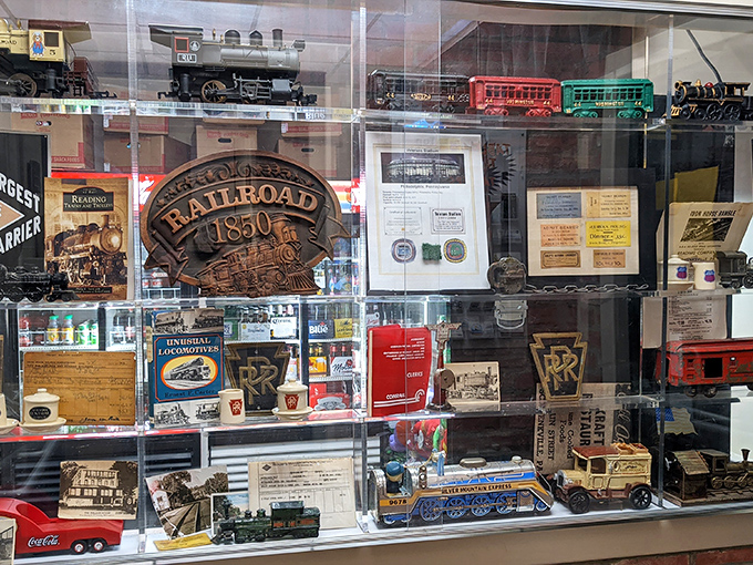 Train memorabilia throughout the restaurant tells Pennsylvania's railroad story without derailing your dining experience with excessive theme-park vibes.