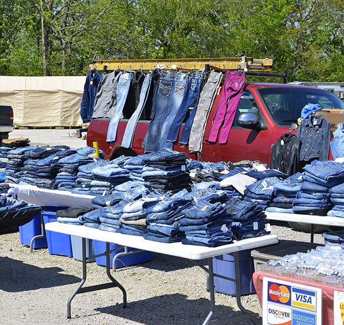 Denim democracy in action&mdash;every cut, wash, and size imaginable, all waiting for their second act.