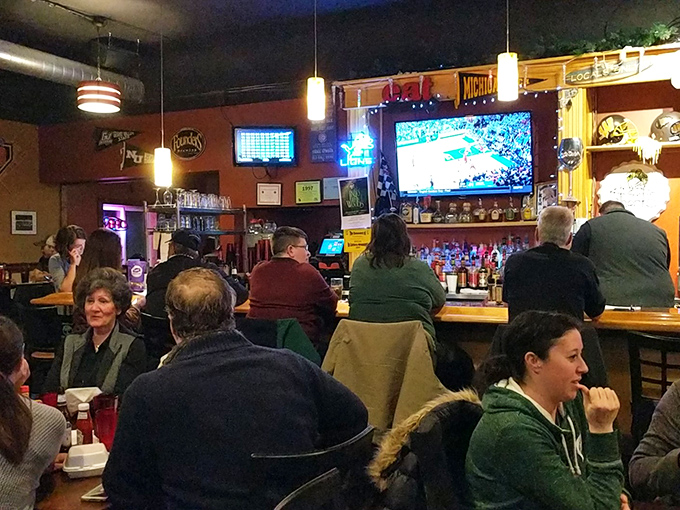 A lively crowd proves that good food brings people together &ndash; even when the Lions are playing on the big screen.