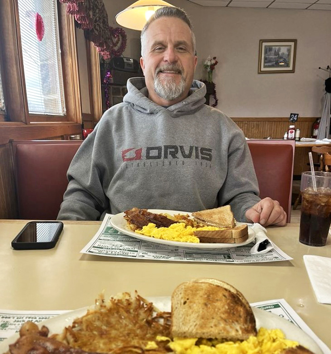 The universal language of breakfast satisfaction is spoken fluently here, where hearty plates bring smiles to diners of all ages.