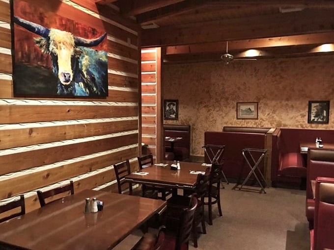 Rustic wooden walls meet comfortable booths in a dining room designed for lingering conversations and second helpings of everything on the menu.