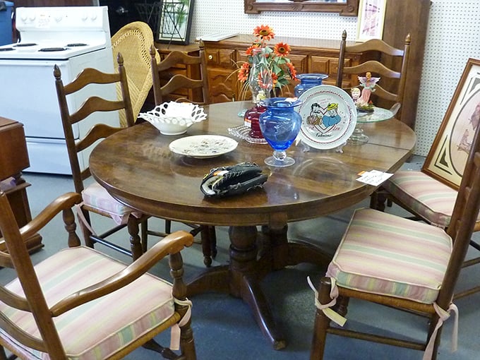 This dining set isn't just furniture&mdash;it's a stage waiting for family dramas, holiday feasts, and the kind of conversations that only happen around a solid wood table.