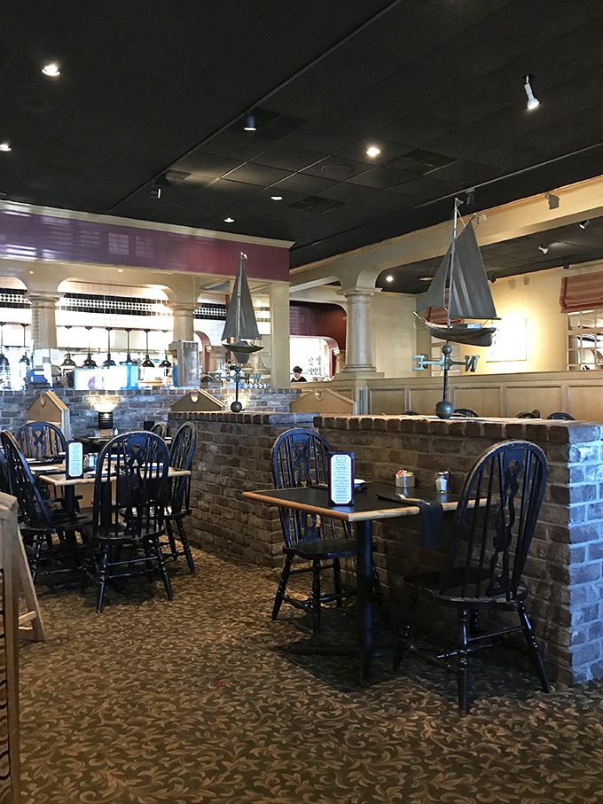 Where brick meets wood meets nautical charm, creating dining spaces that feel like they've been waiting just for you.