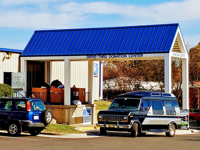 The drive-thru donation center makes giving back easier than ordering your morning coffee to go.