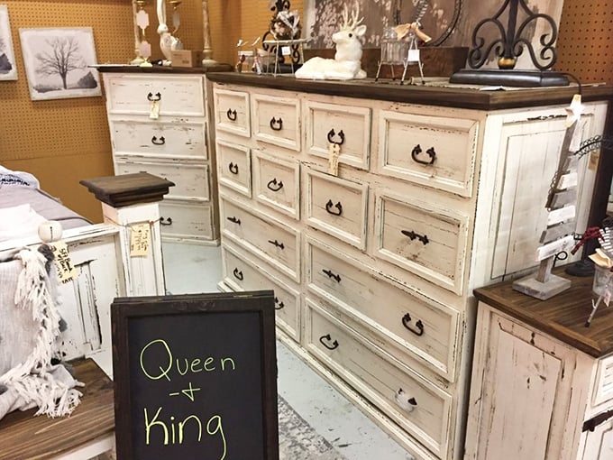 Distressed dressers with character lines deeper than a Hollywood veteran – furniture that tells stories without saying a word.