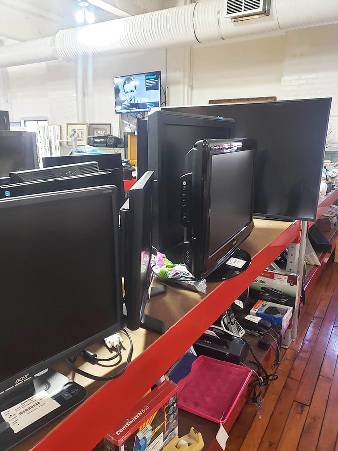 Even the electronics section feels nostalgic &ndash; these aren't just TVs, they're portals to decades of shared cultural moments and late-night viewing.