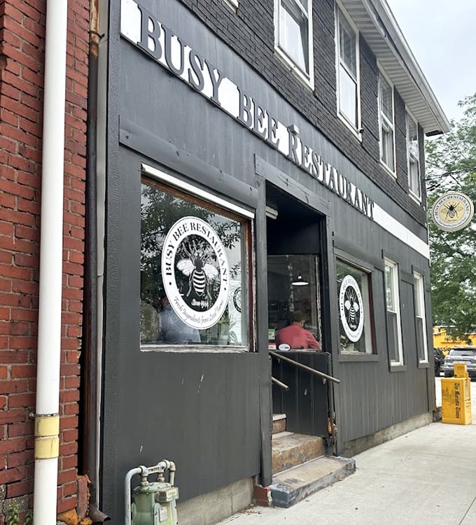 The Busy Bee storefront stands proudly on Marietta's streets, its simple signage a beacon for those who know that great food doesn't need fancy advertising.