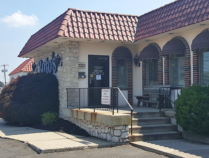The entrance promises what lies beyond—unpretentious excellence. Those stone steps have welcomed hungry patrons through countless Pennsylvania seasons.
