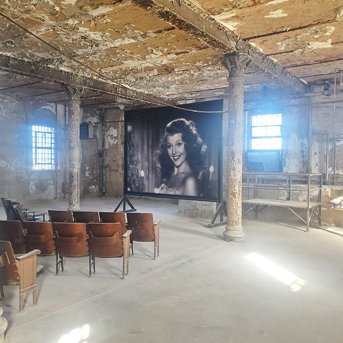 From prison to cinema&mdash;this decaying space now screens films about its own history. The irony of entertainment in a place designed to deprive isn't lost here.