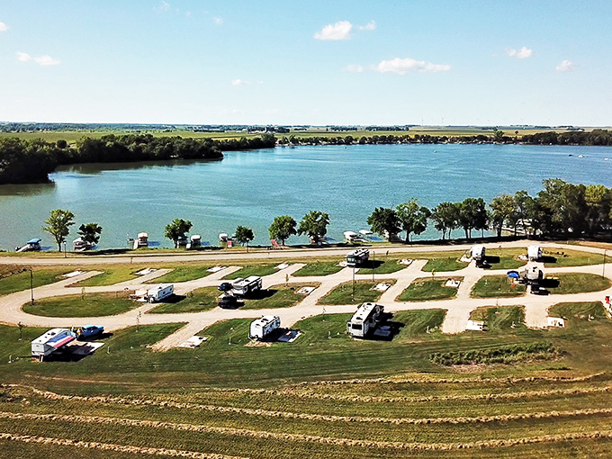 Five Island Lake Campground proves that "roughing it" in Iowa can still include spectacular water views and level parking for your 40-foot RV.