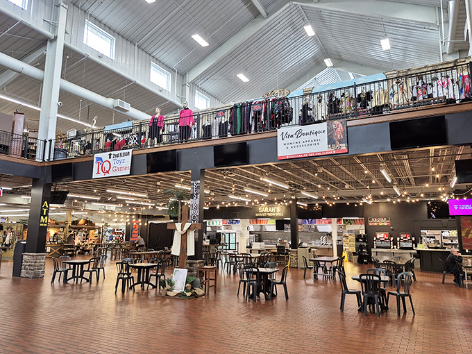 The marketplace food court, where shopping stamina is restored and difficult purchasing decisions are contemplated over comfort food.