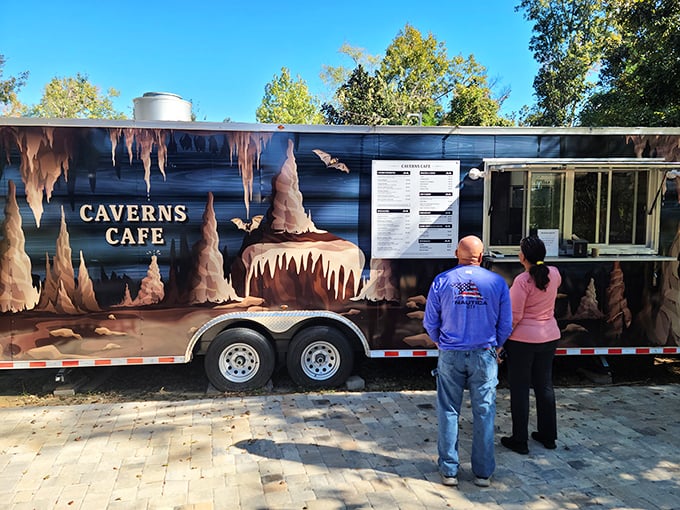 Cave-inspired cuisine: The whimsically decorated Caverns Caf&eacute; food truck brings themed refreshments to hungry explorers after their underground adventures.