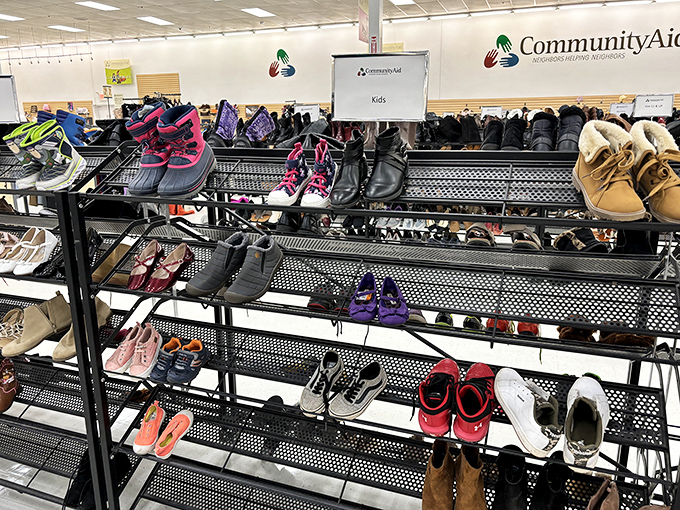 Footwear for every journey, arranged like an art installation. Those boots might have miles left in them&mdash;and stories you'll never know.