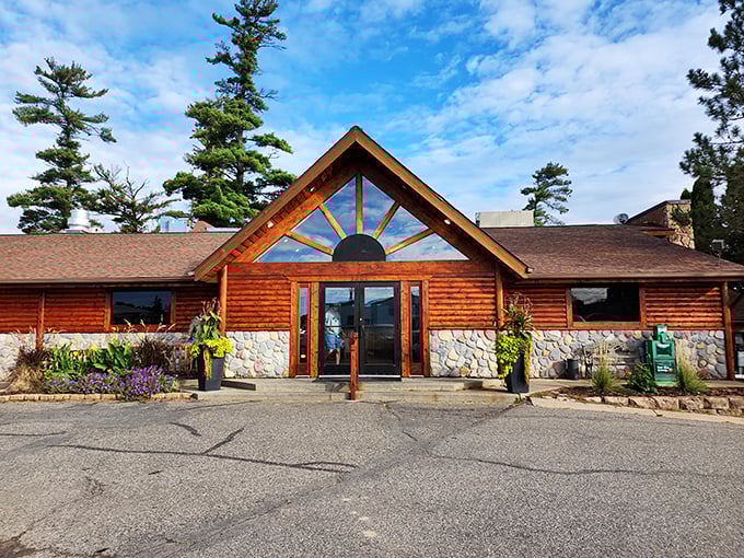 This rustic lodge restaurant embodies North Woods charm, where comfort food arrives on plates as substantial as the timber-framed ceiling above.