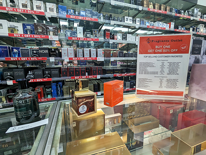 The Fragrance Outlet's dizzying array of scents offers the chance to smell like luxury for less. Buy one, get one deals are the true essence of happiness.