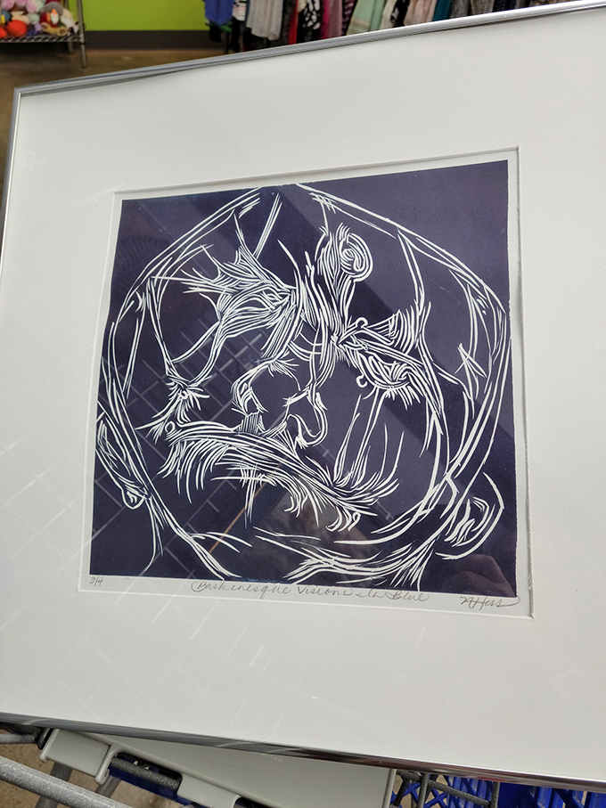 Fine art hides among household goods&mdash;this numbered print waiting for the discerning eye that recognizes gallery-worthy finds amid the everyday.