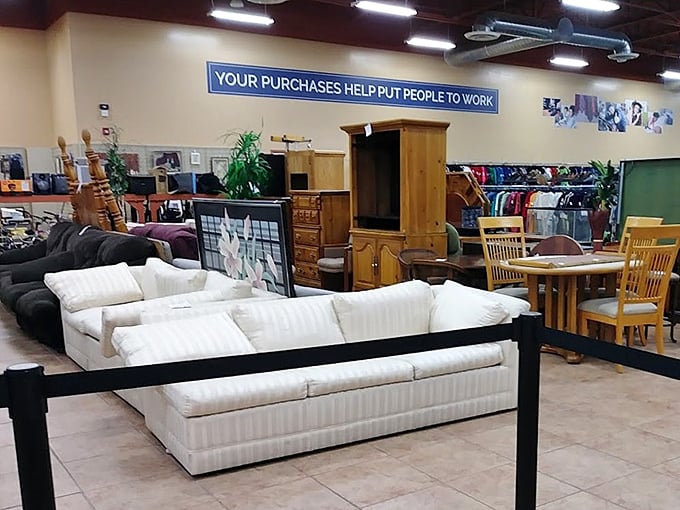 That pristine white sectional could be the cornerstone of your living room revolution. Furniture with past lives, ready for new memories.