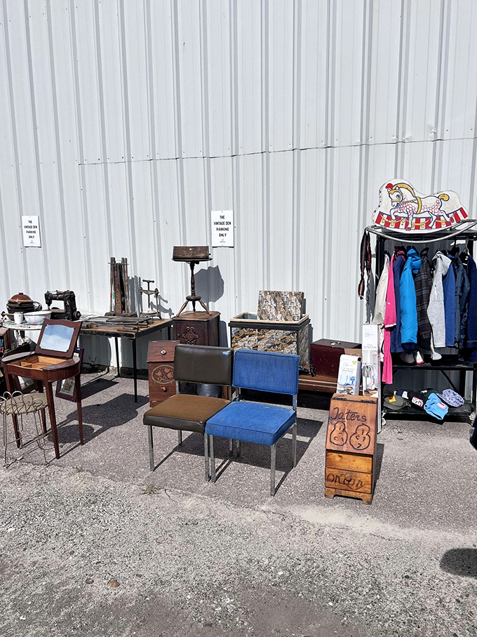 Mid-century chairs and vintage desks waiting patiently for their second act in someone's carefully curated home.