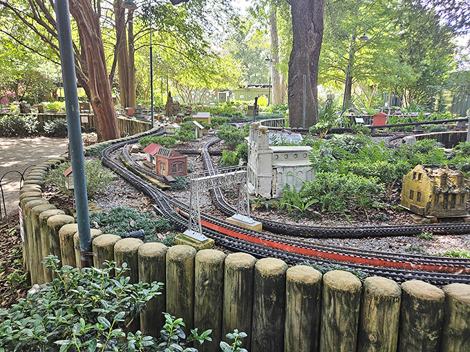 This miniature railway transforms the garden into a tiny metropolis. It's like someone shrunk New Orleans, removed the potholes, and added extra charm.