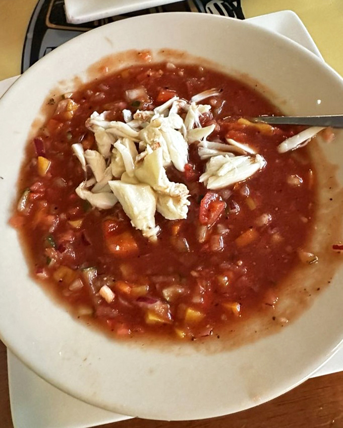 Maryland crab soup &ndash; where every spoonful is a treasure hunt for chunks of sweet crabmeat.