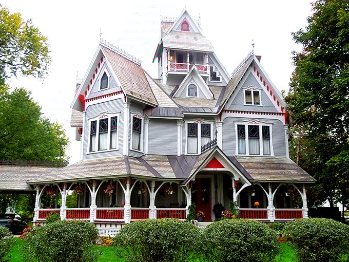 Grey Gables Mansion stands as a Victorian masterpiece, its ornate details and welcoming porch inviting visitors to step back in time.