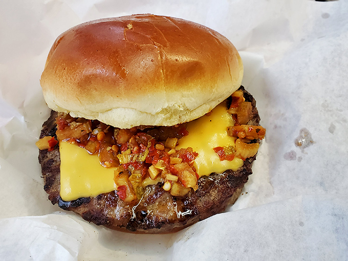 Melted cheese, giardiniera, and a juicy patty&mdash;this burger doesn't need a fancy name or fourteen ingredients to deliver pure satisfaction.