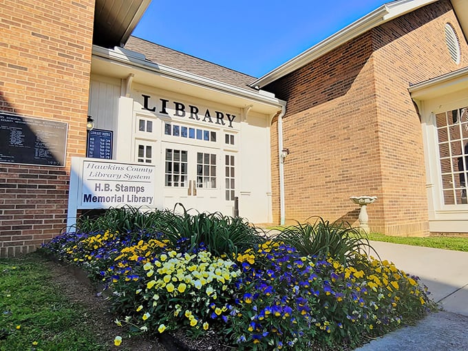 The H.B. Stamps Memorial Library welcomes visitors with a floral embrace, promising adventures that require no passport &ndash; just a library card.
