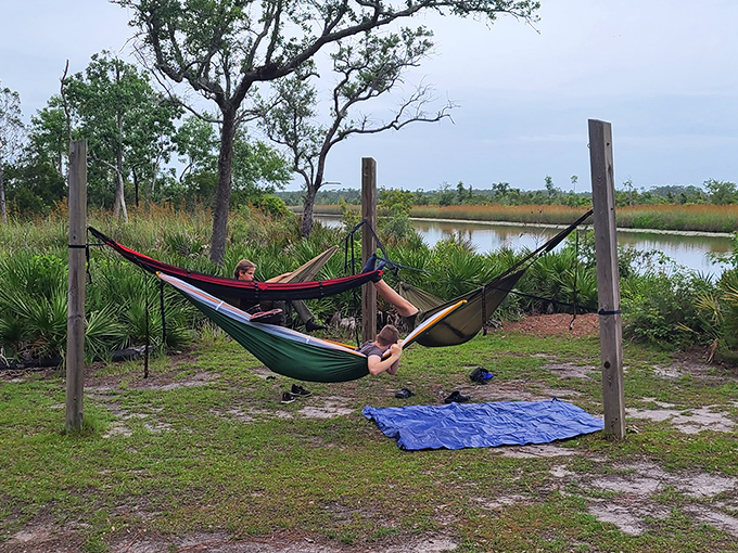 Hammock enthusiasts have discovered the ultimate secret: horizontal is the best position from which to appreciate nature's wonders.