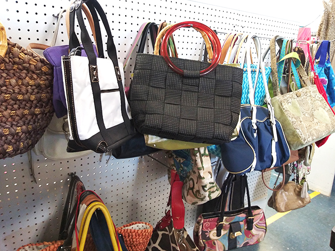 Handbag heaven: where vintage clutches and practical totes hang together in a fashion democracy that department stores could learn from.