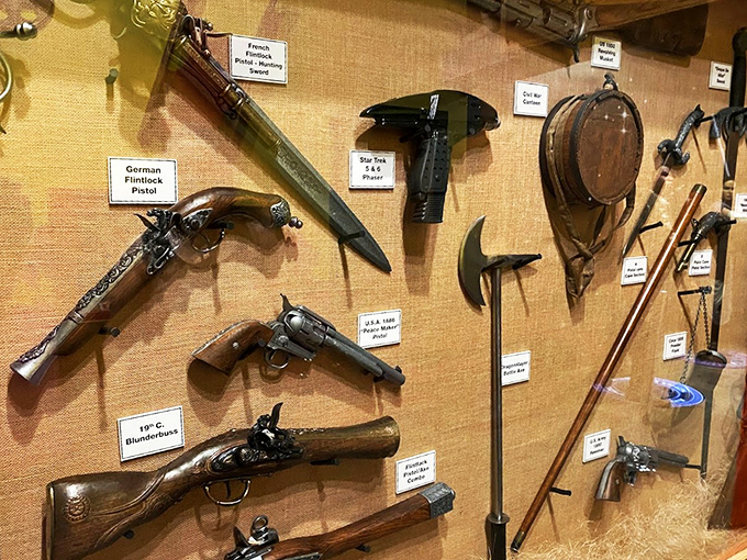 The weapons display takes you through centuries of "don't point that at me." Historical firearms and blades tell tales of conflicts long past.