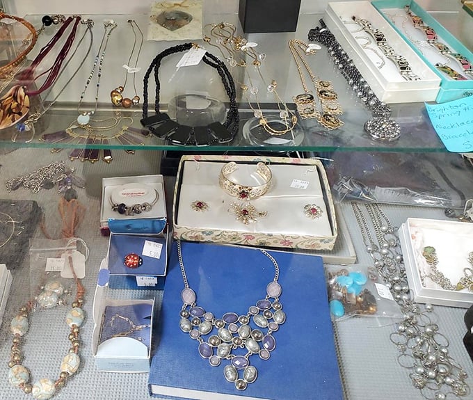 Jewelry that tells stories of proms, anniversaries, and special occasions past. Someone's former treasure awaiting its next chapter.