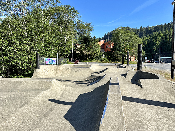 Ketchikan's skatepark: where gravity is just a suggestion and the backdrop puts your local concrete jungle to shame.
