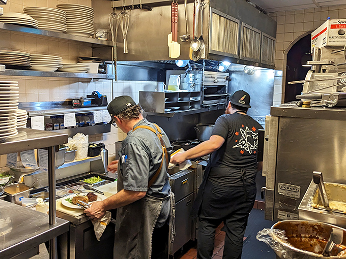 The kitchen ballet&mdash;where landlocked wizards transform distant ocean harvests into hometown delights. Small space, enormous flavors.