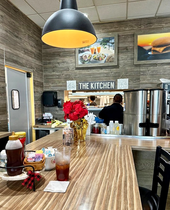 A glimpse into "The Kitchen" where breakfast magic happens, complete with festive touches and wooden accents that feel like home.