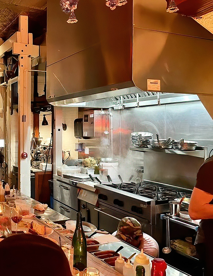 The heart of Fiorella&mdash;stainless steel, fire, and focused chefs turning simple ingredients into extraordinary meals. Pasta alchemy at its finest.